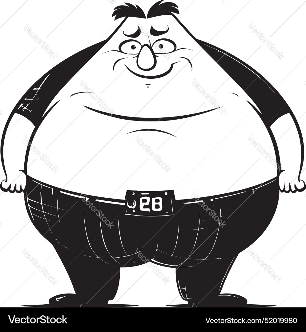 Hefty silhouette fat man emblem round render logo Vector Image