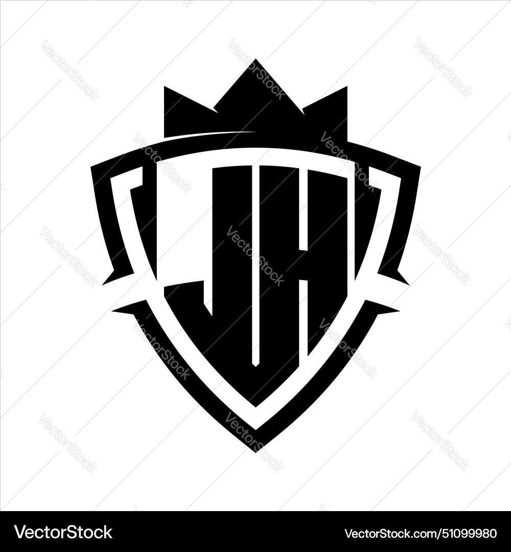 Jh letter bold monogram triangle curve shield Vector Image