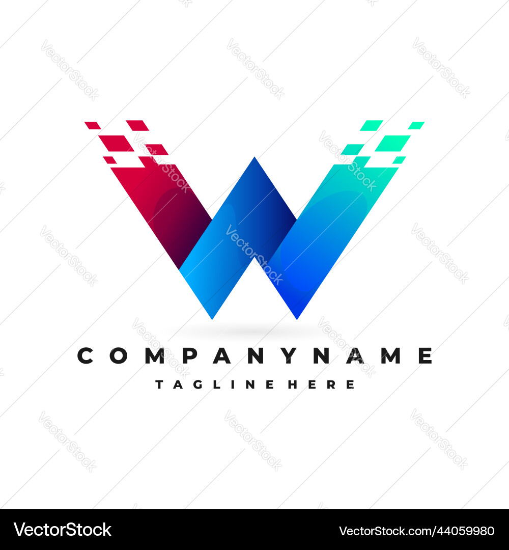 Letter w pixel logo Royalty Free Vector Image - VectorStock