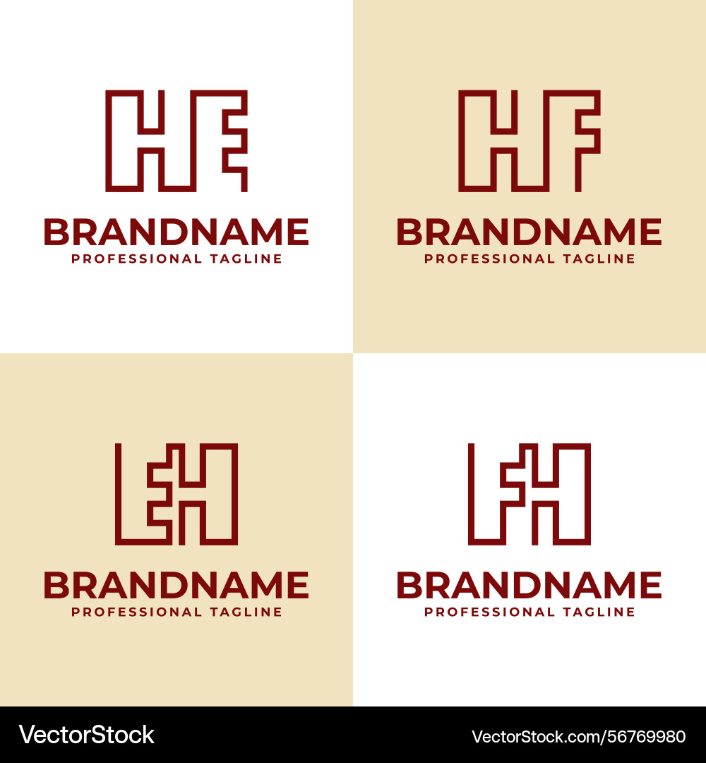 Letters he eh hf fh monogram logo suitable Vector Image
