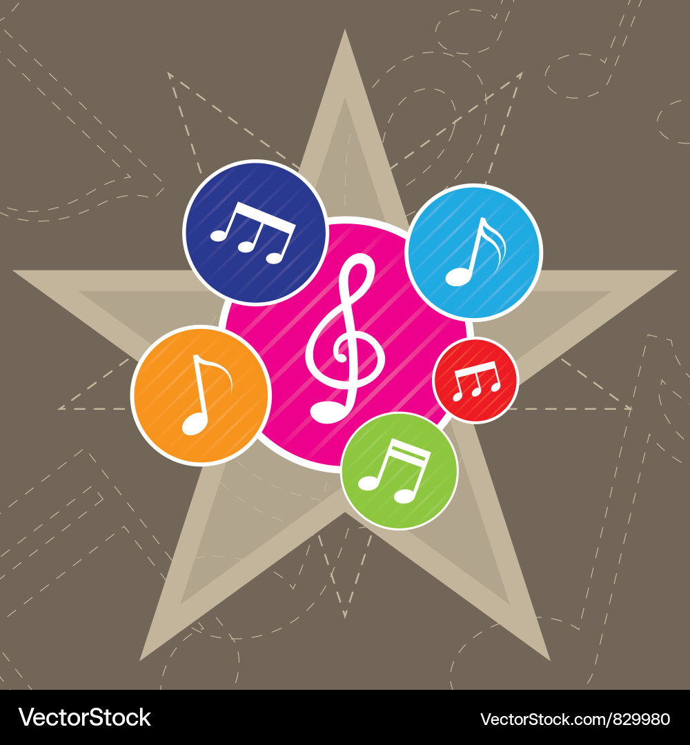 Music on star background Royalty Free Vector Image