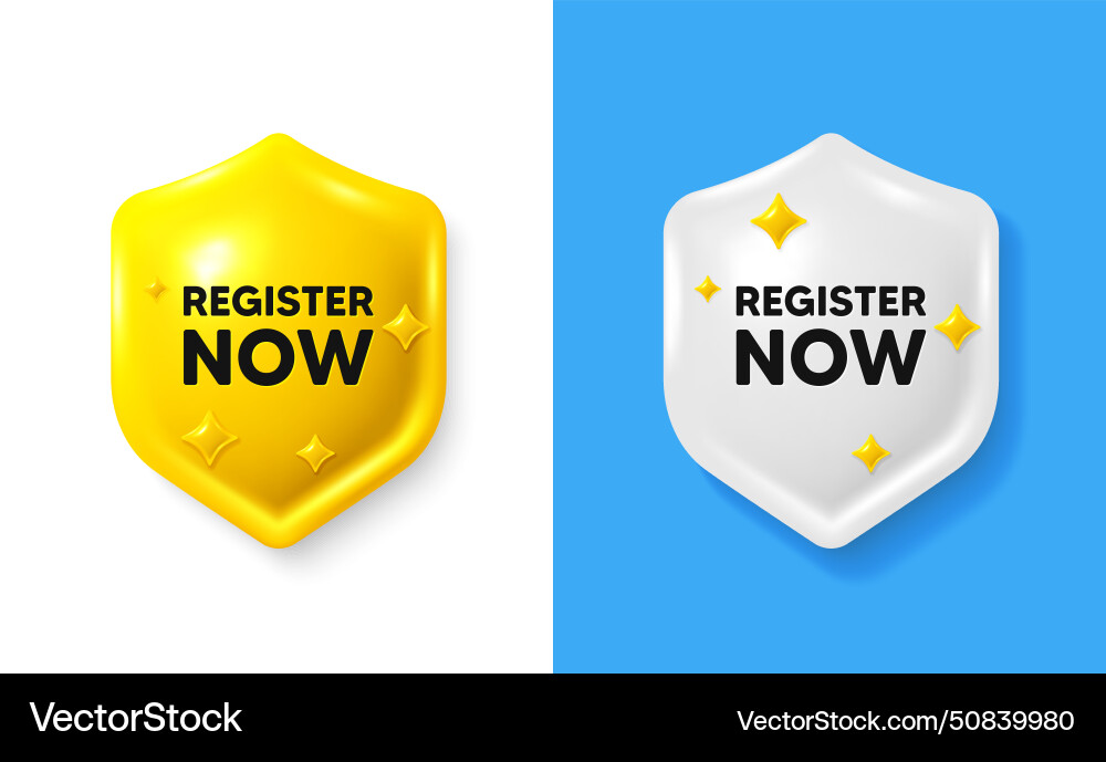 Register now tag free registration offer shield Vector Image