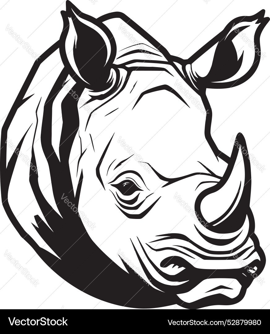 Rhino horn emblem design powerful rhino logo Vector Image