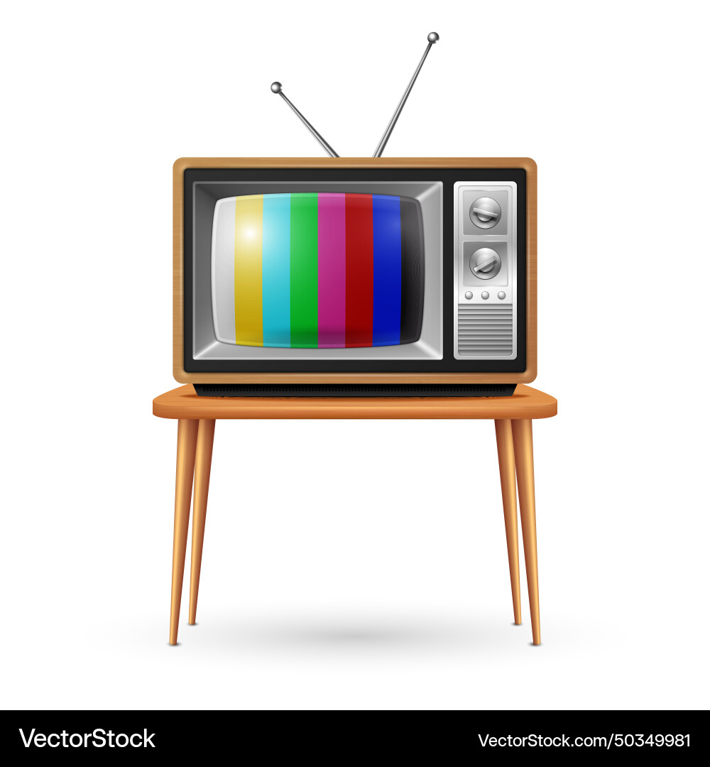 3d realistic retro tv set isolated home Royalty Free Vector