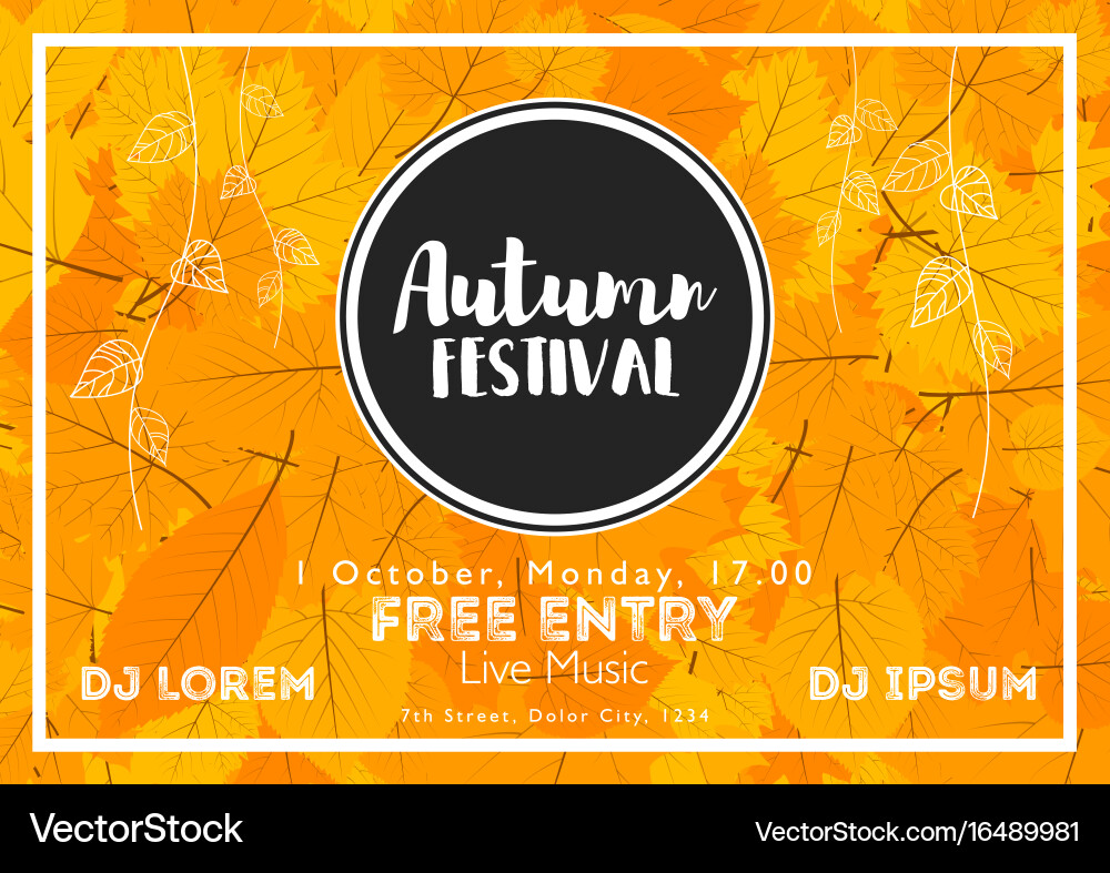 Fall festival template bright colourful autumn Vector Image