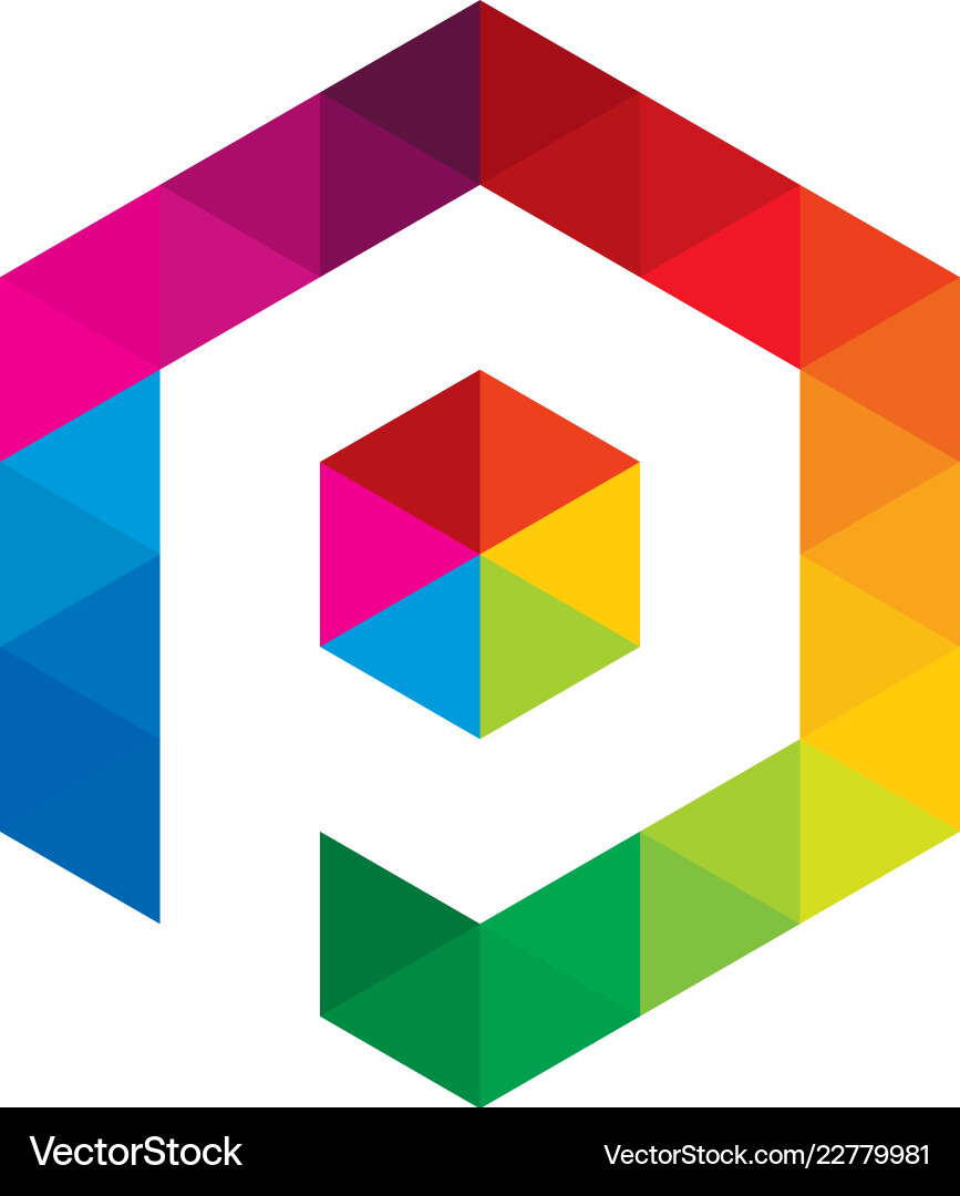 Hexagon P Logo Icon - Modern Shape Royalty Free Vector Image