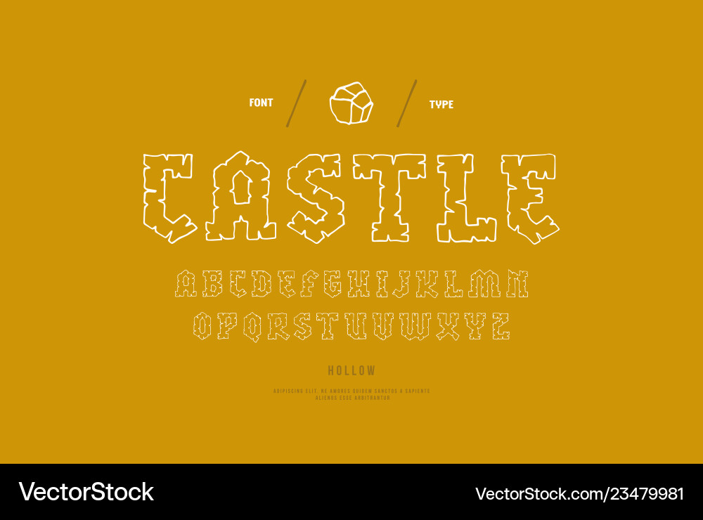 Hollow serif handcrafted font Royalty Free Vector Image