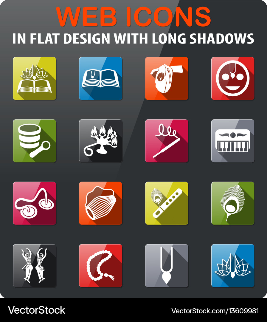 Krishna Icon Set - Flat Design Royalty Free Vector Image