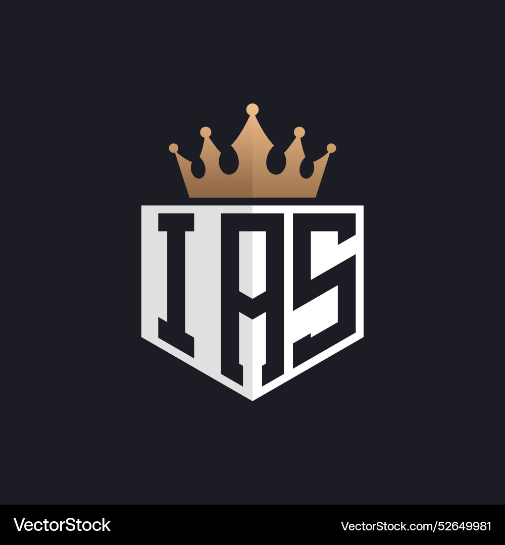 Luxury ias logo with crown elegant initials Vector Image