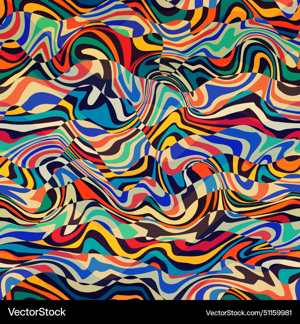 Mosaic coloured waves seamless pattern Royalty Free Vector