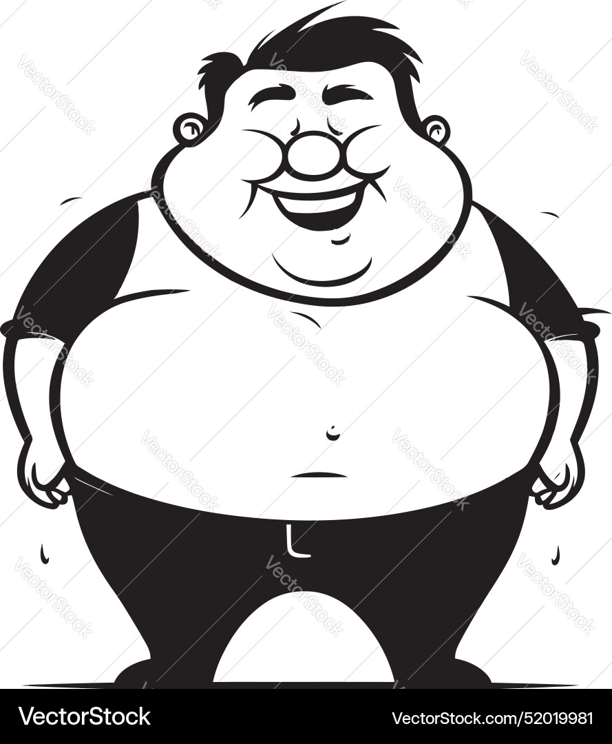 Rotund representation fat man icon badge chubby Vector Image