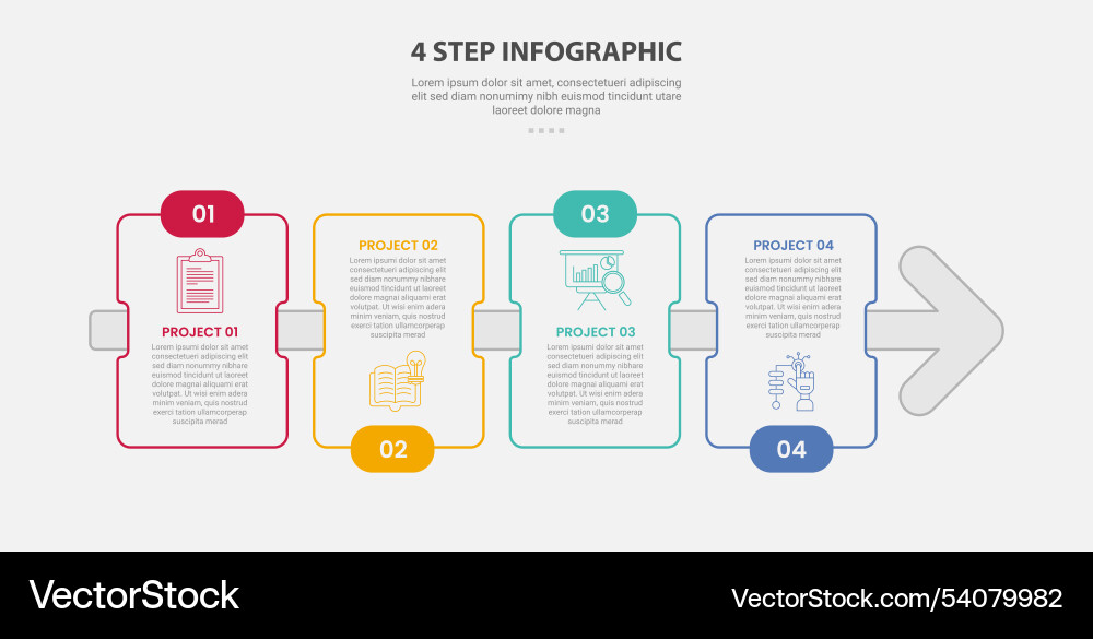 4 Punkte Vorlage infographic Umriss Stil Vektorbild