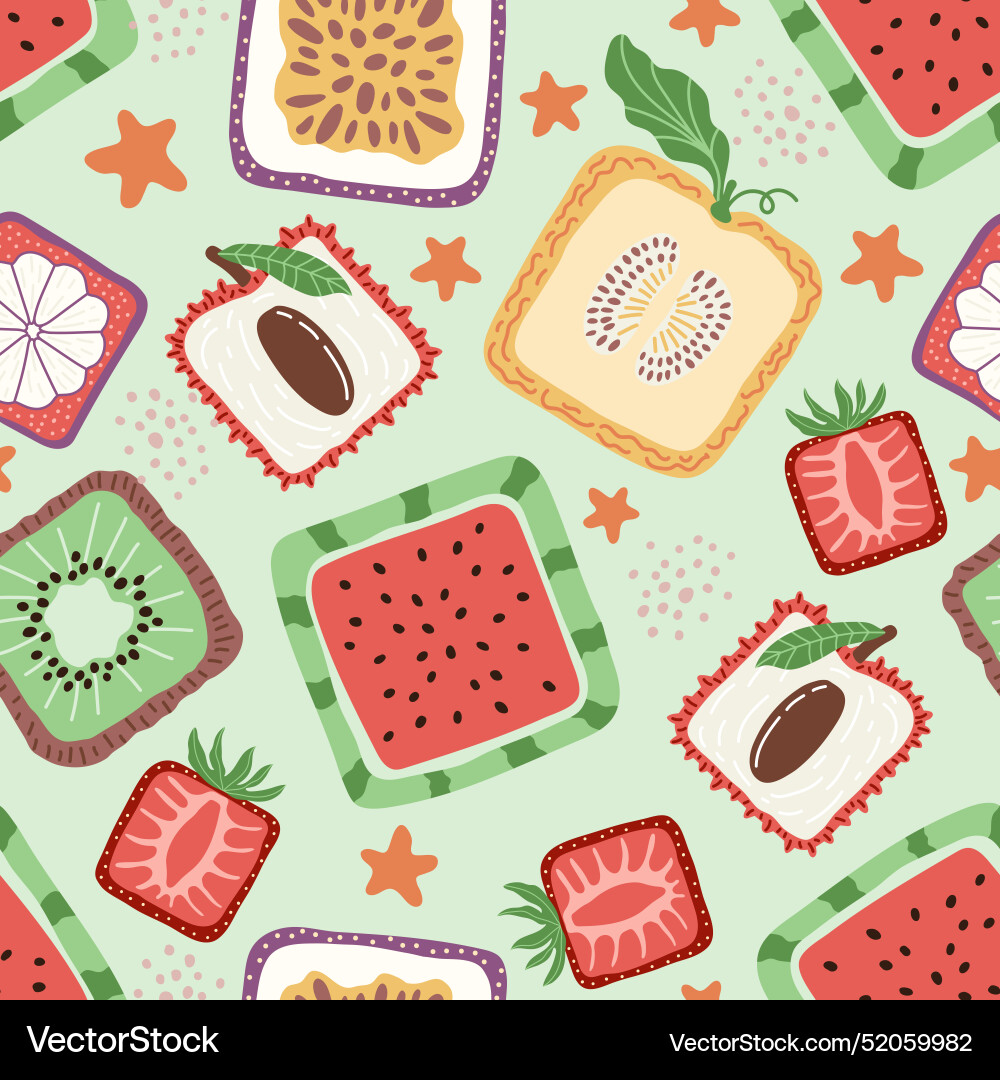 Colorful square fruit seamless pattern Royalty Free Vector