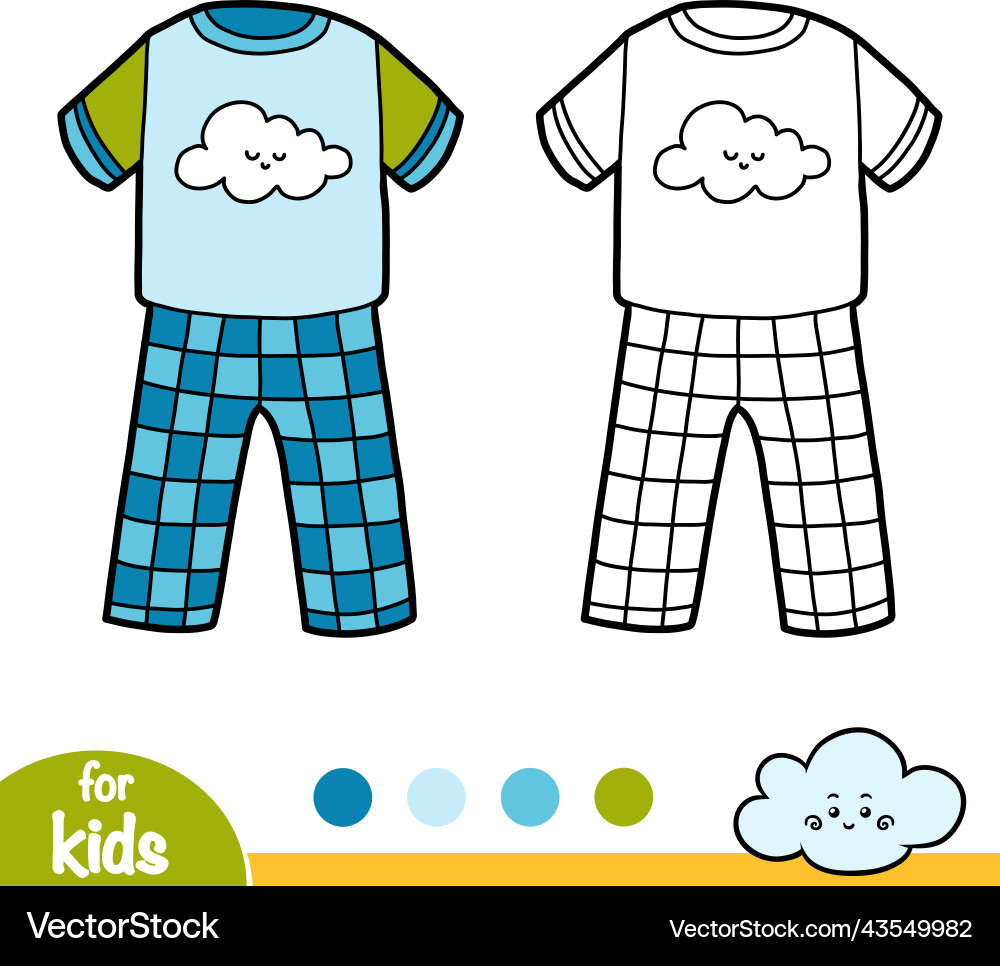 Coloring book pyjamas with cute cloud Royalty Free Vector