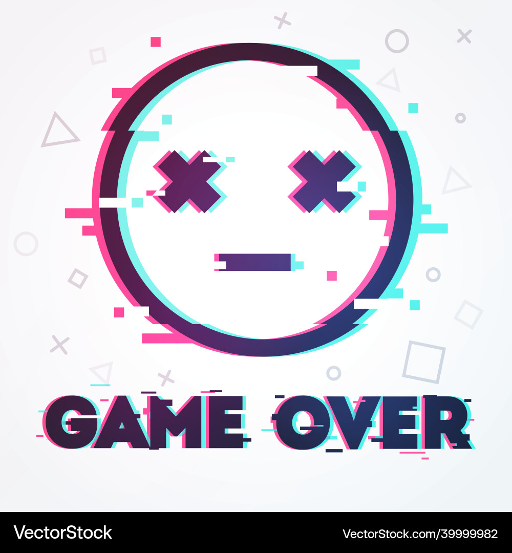 Glitch Game Over Emoji Royalty Free Vector Image