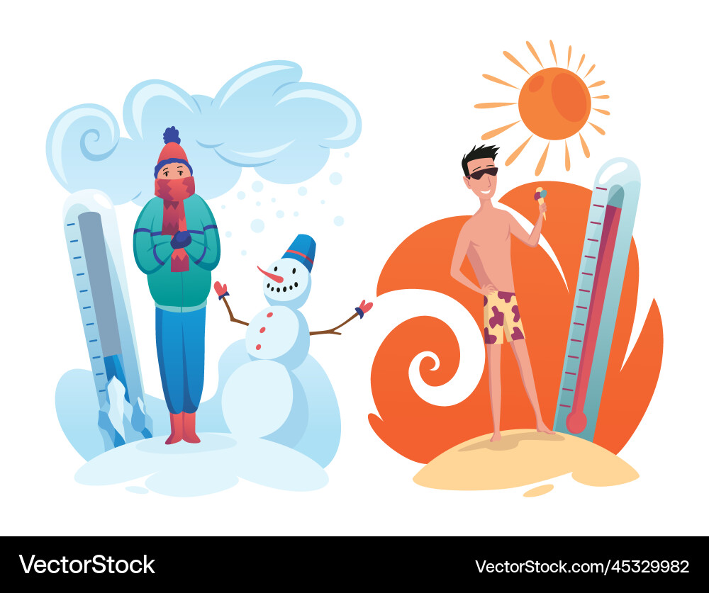 Hot cold weather meteorology thermometers Vector Image
