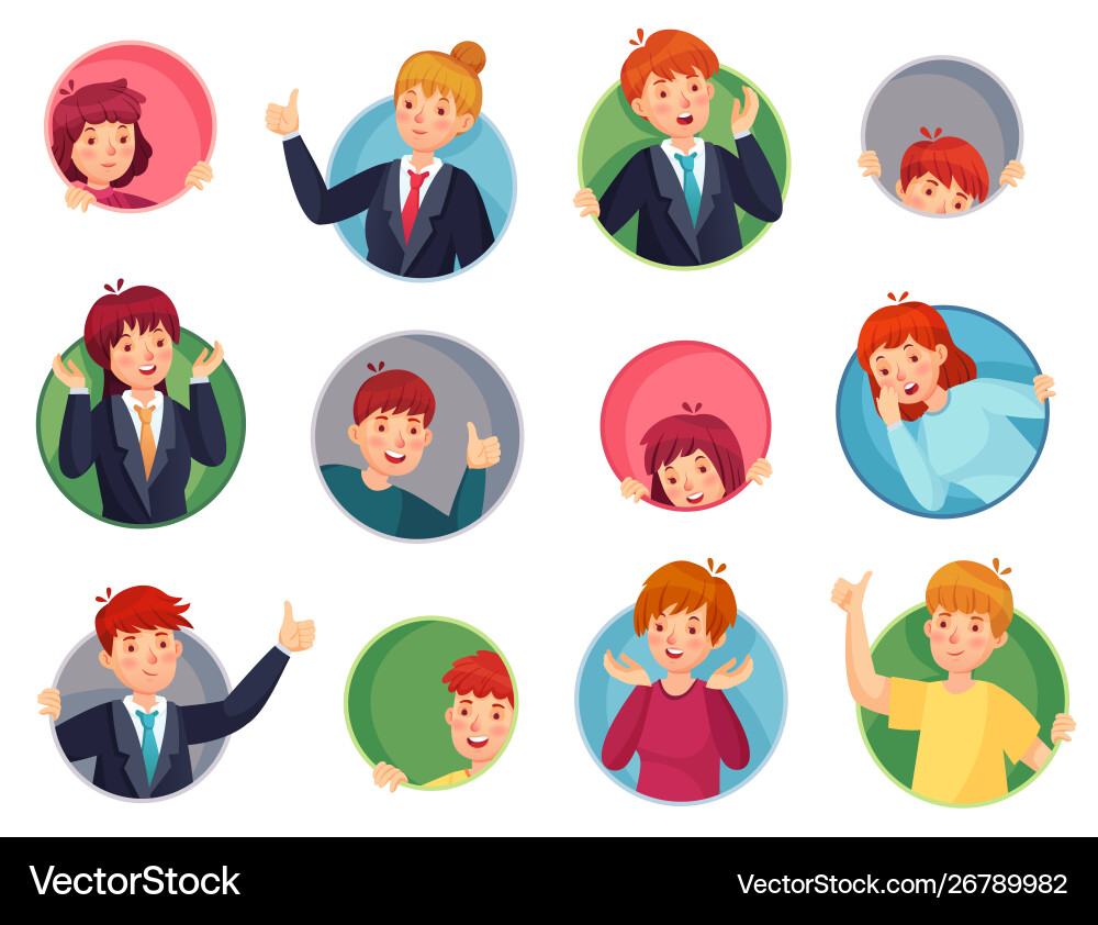 People in facehole surprised look out Royalty Free Vector