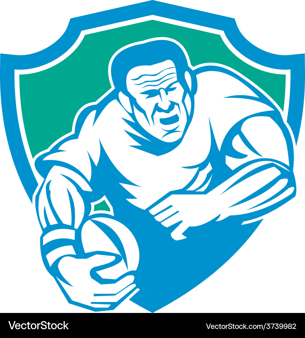 Rugby-Spieler mit Kugelschirm linocut Lizenzfreier Vektor