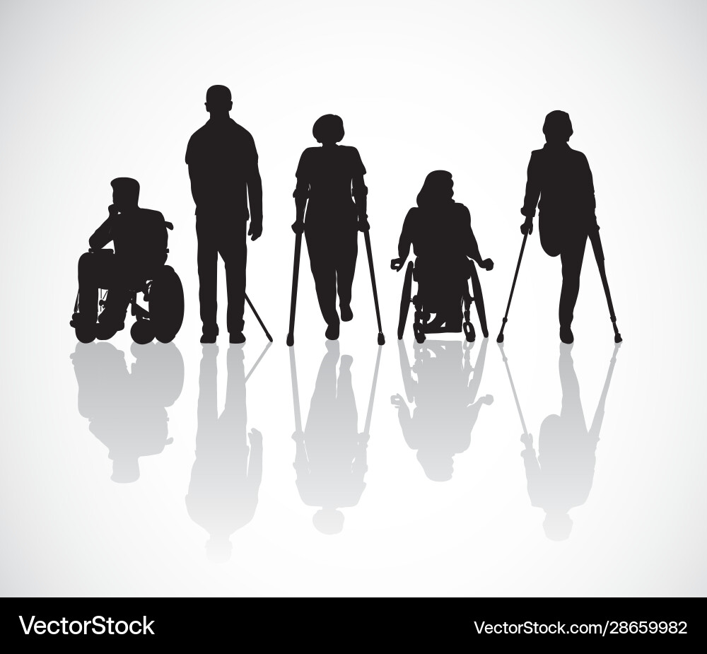 Silhouette Group of People with Disabilities Vector Image