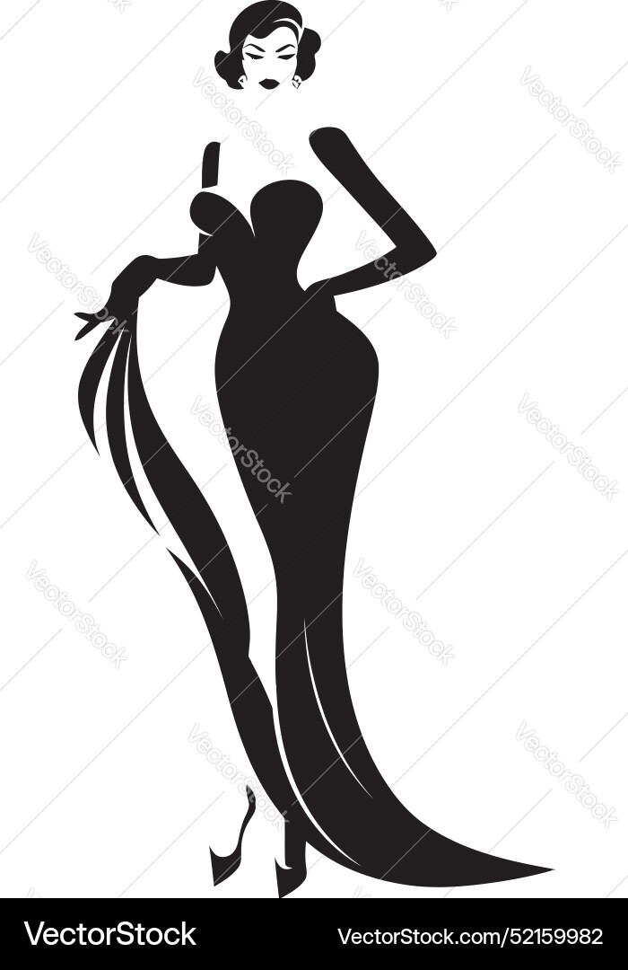 Sleek and stylish glamorous lady emblem diva Vector Image
