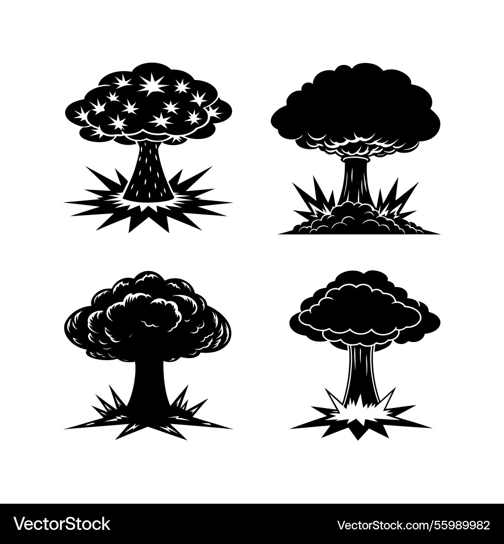 Tree black silhouette of a mushroom cloud Vector Image