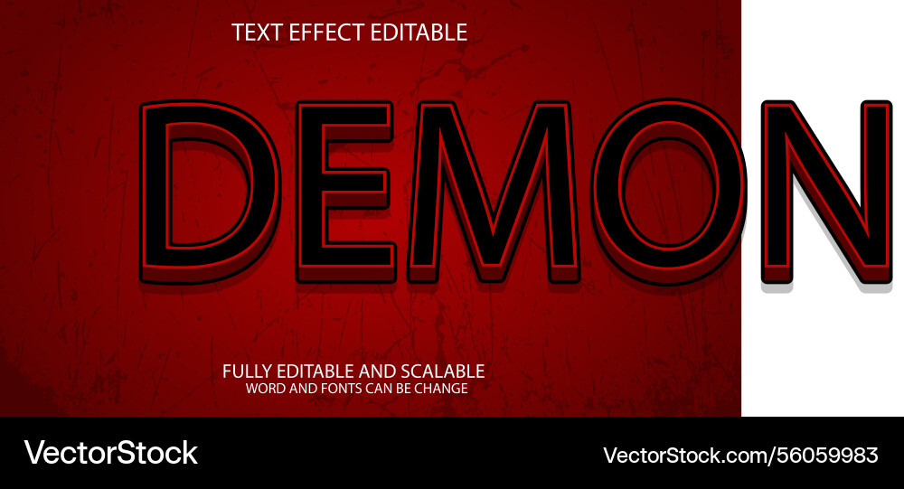 3d text effect demon red editable Royalty Free Vector Image