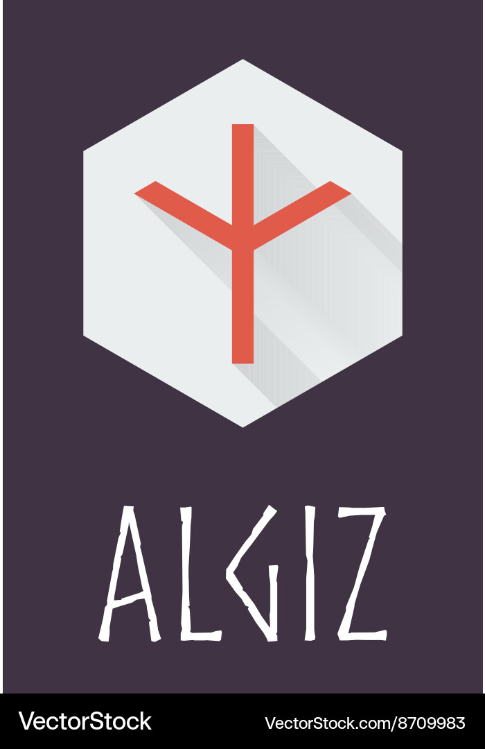 Algiz rune of elder futhark in trend flat style Vector Image