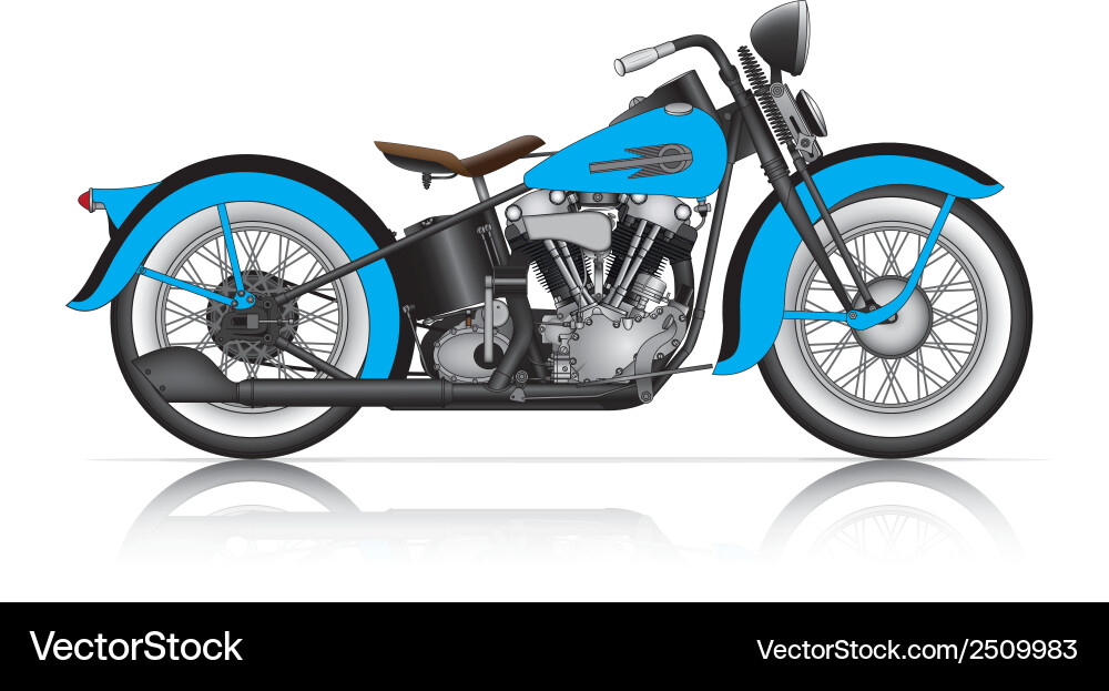 Blue classic motorcycle Royalty Free Vector Image