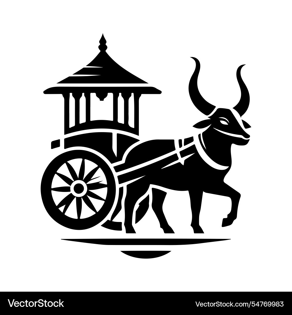 Bullock cart silhouette unique designs Royalty Free Vector