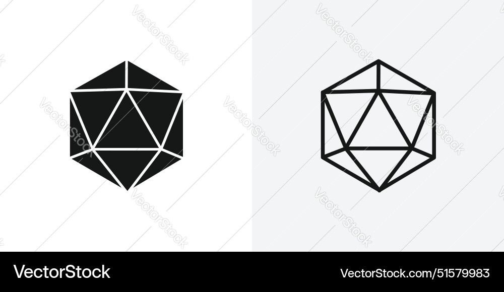 Dice d20 icon icon set Royalty Free Vector Image