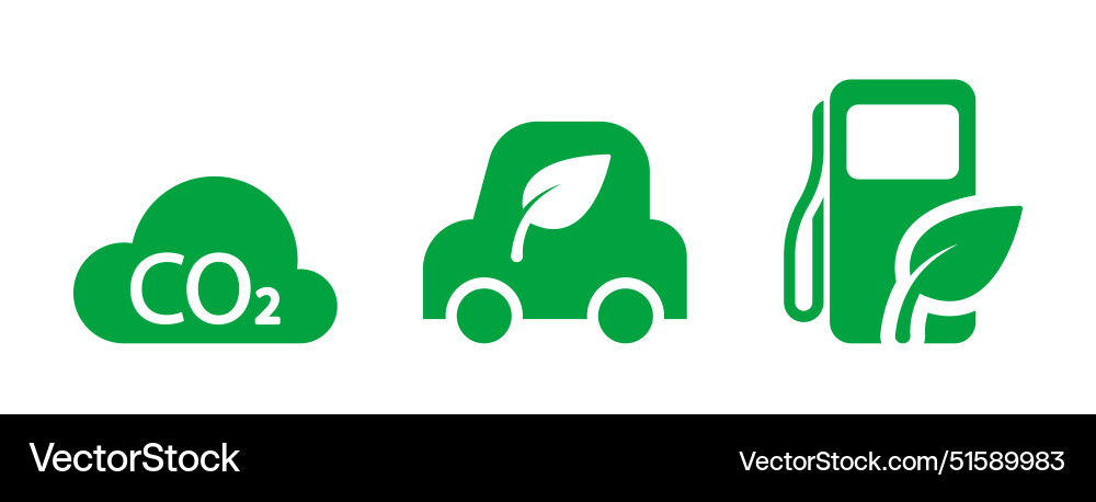 Green icons representing co2 reduction eco Vector Image