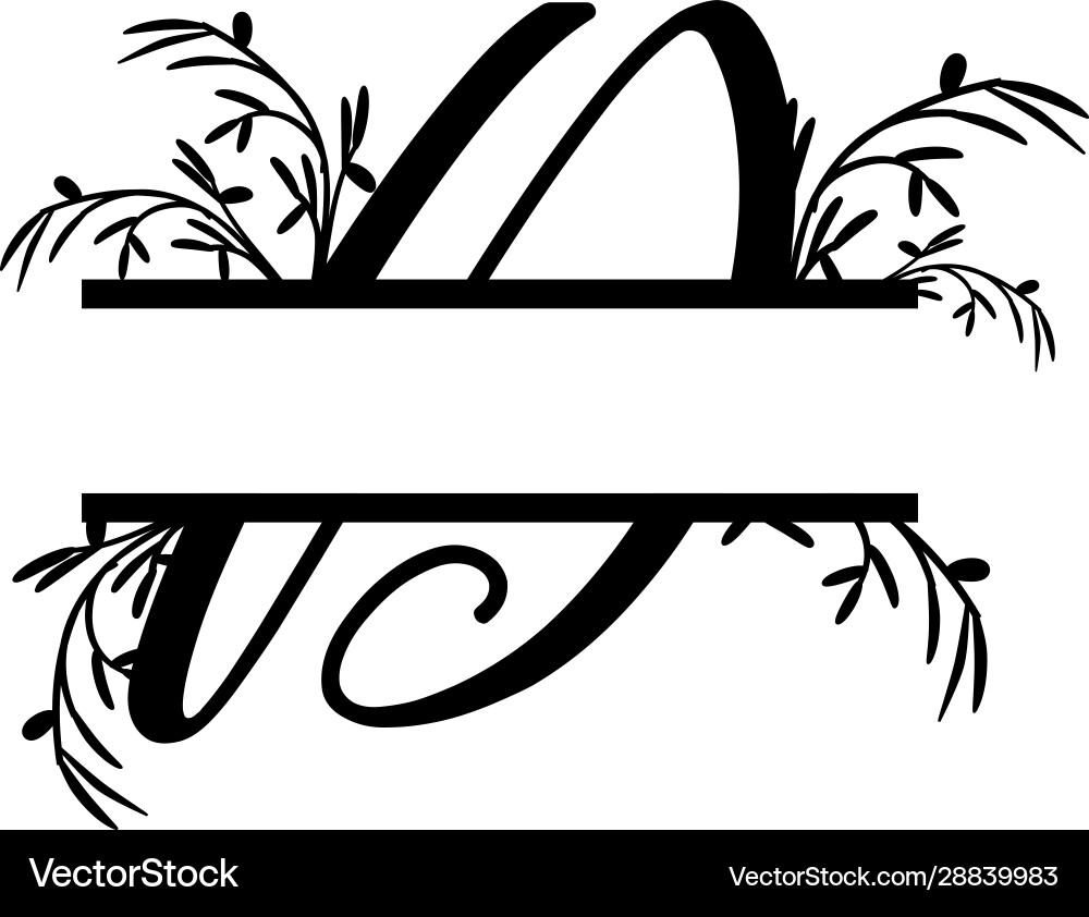 Initial d decorative plant monogram split letter Vector Image