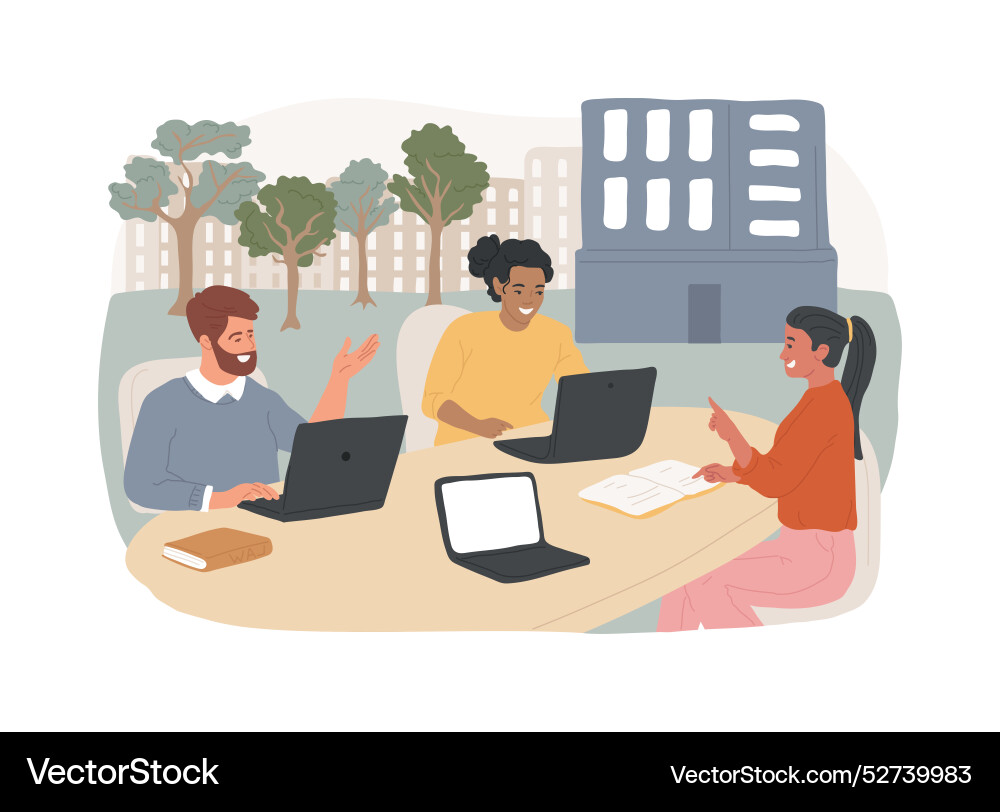 Outdoor office isolated cartoon Royalty Free Vector Image