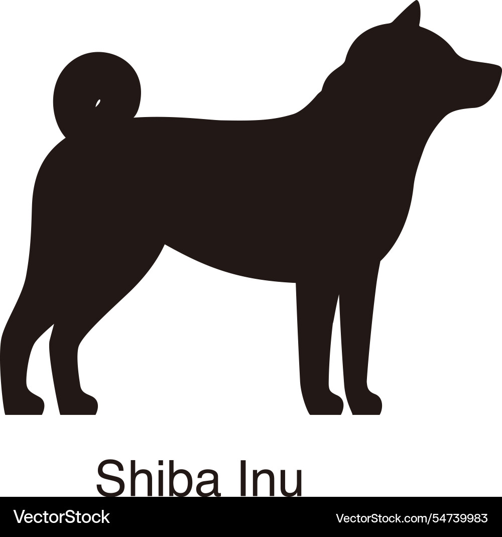 Shiba inu dog silhouette side view Royalty Free Vector Image