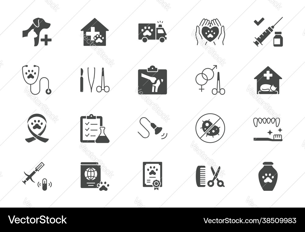 Veterinary flat icons include Royalty Free Vector Image