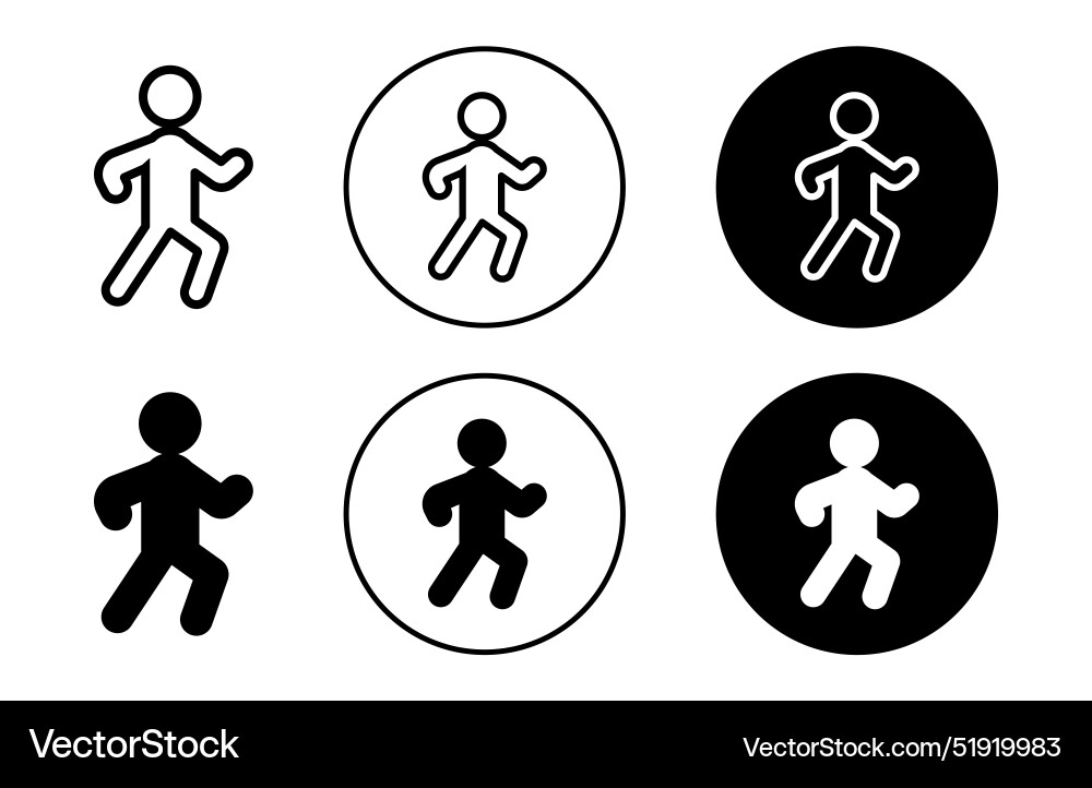 Walker icon collection of outline thin line Vector Image