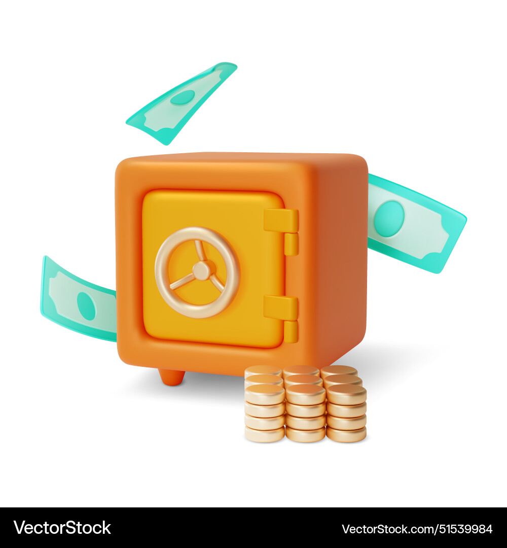3d safe deposit concept cartoon design style Vector Image