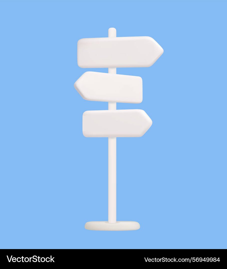 3d white directional signpost on blue background Vector Image