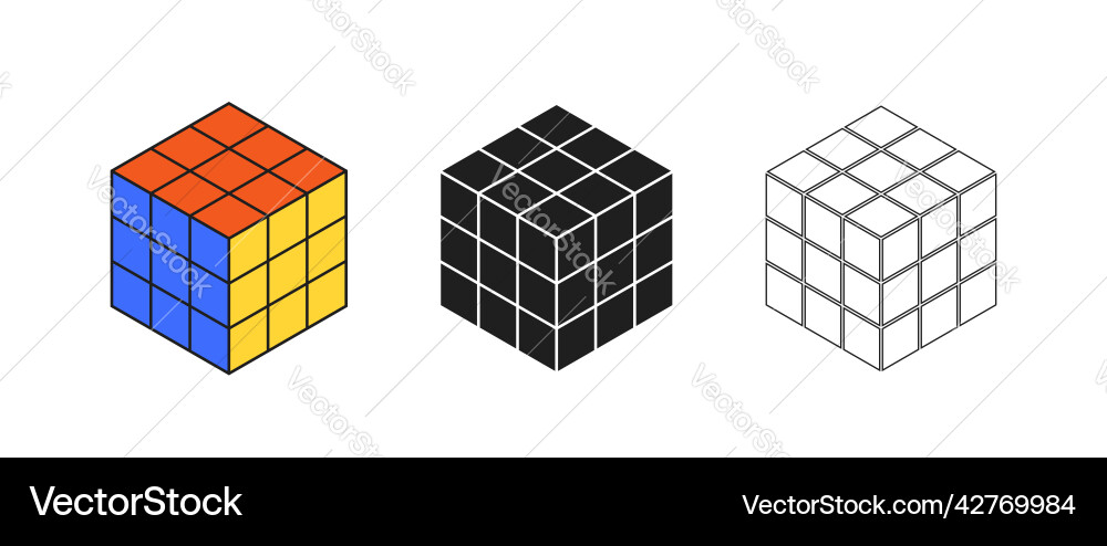Cube puzzle game 3d square block Royalty Free Vector Image