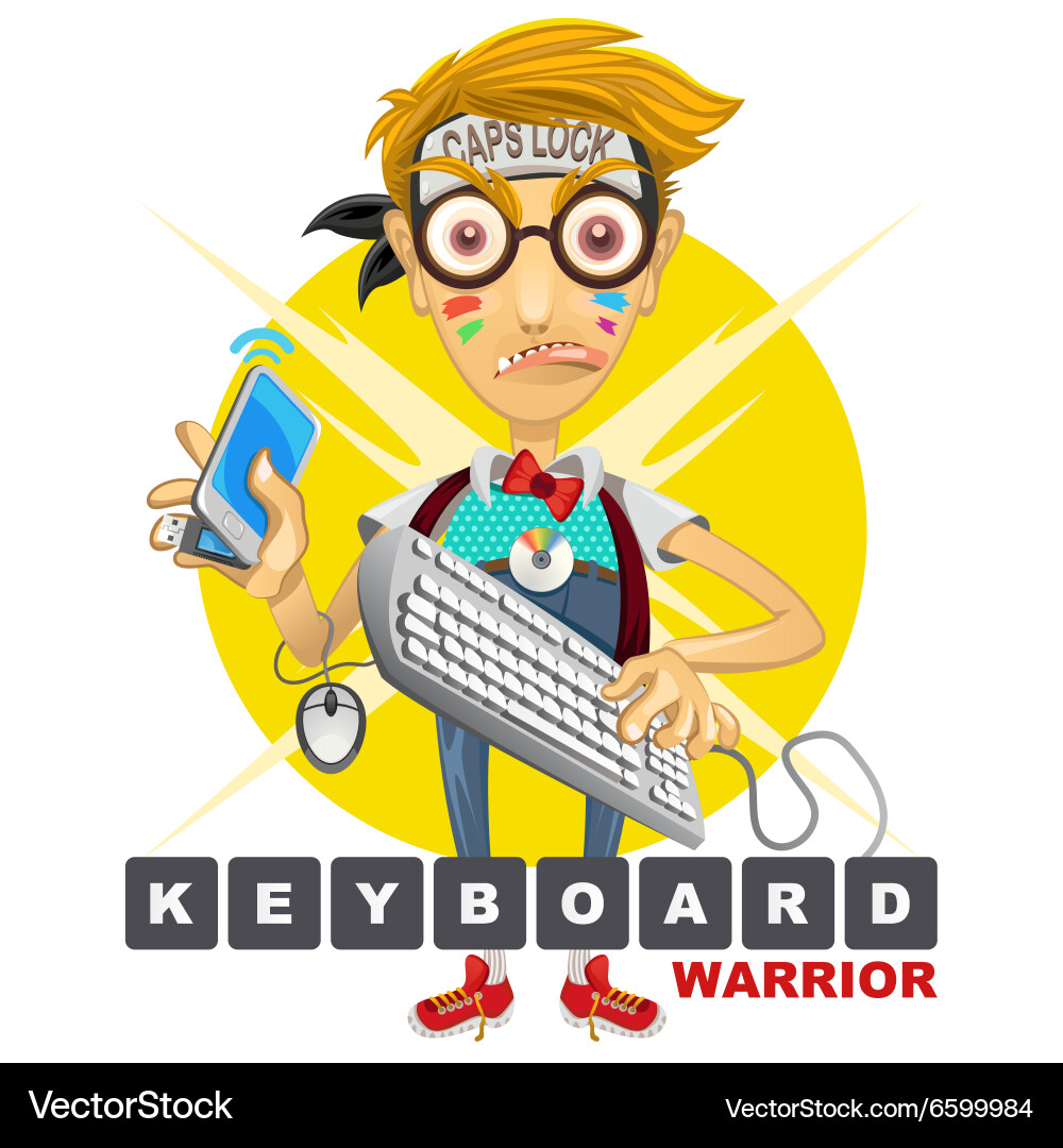 Cyberbully nerd geek keyboard warrior Royalty Free Vector