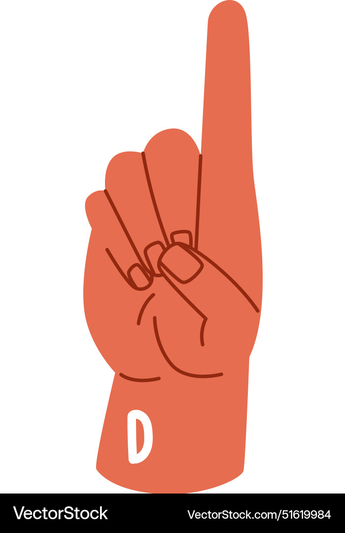 Hand sign alphabet d letter Royalty Free Vector Image