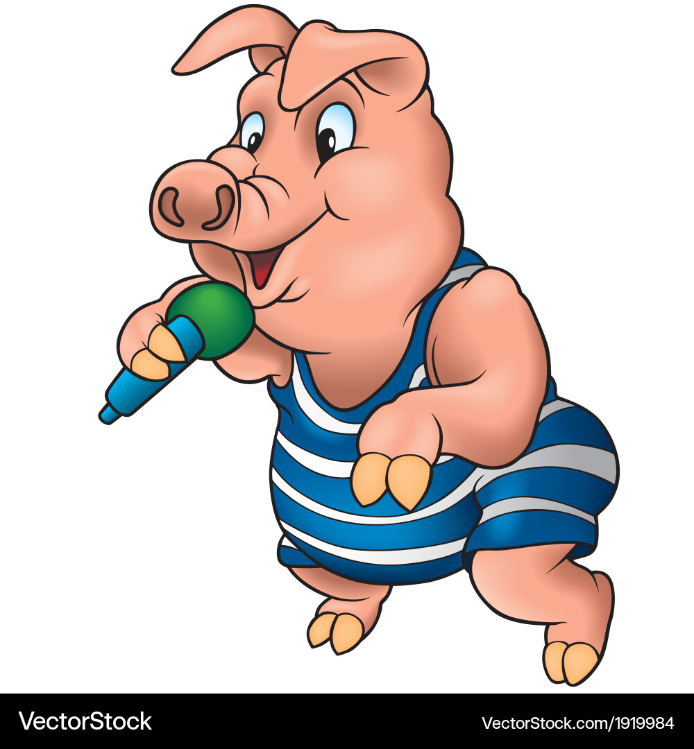 Pig with microphone Royalty Free Vector Image - VectorStock