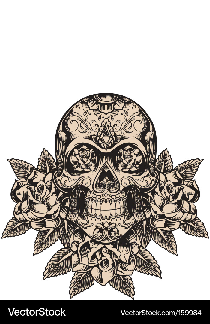 Skull and roses Royalty Free Vector Image - VectorStock