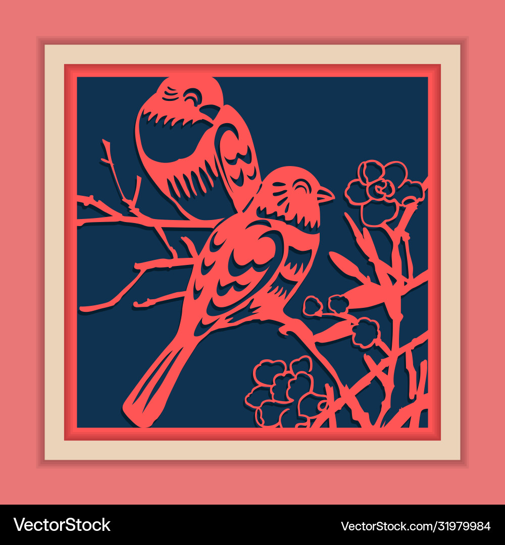 Traditional framed chinese paper cutting Vector Image