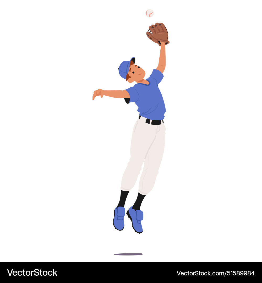 Young fielder baseball player character in blue Vector Image