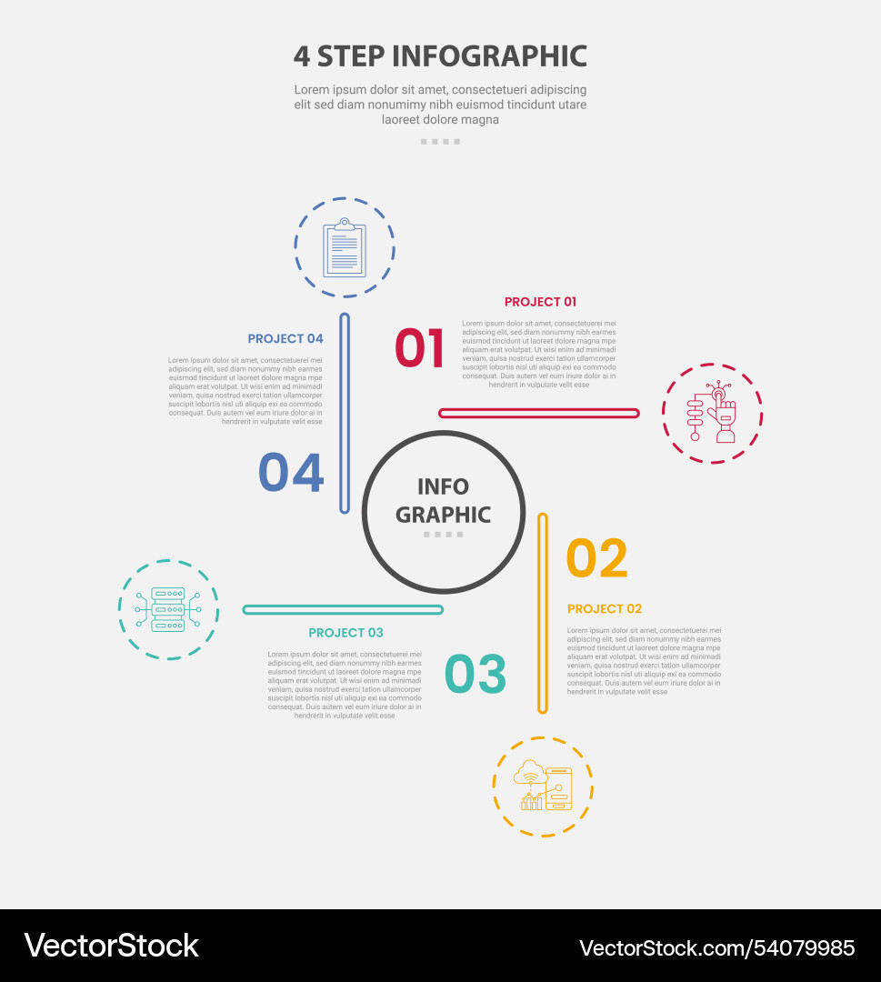 4 Punkte Vorlage infographic Umriss Stil Vektorbild
