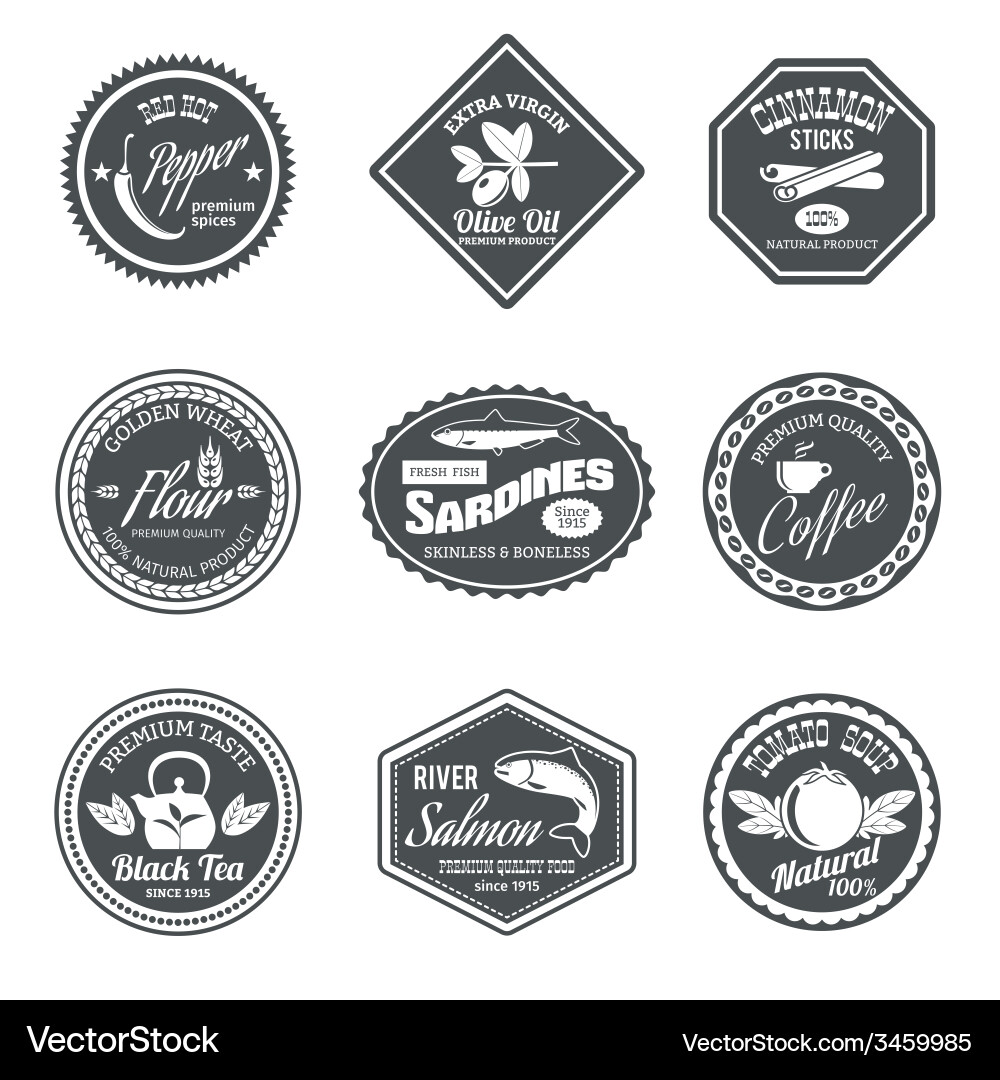 Food labels black Royalty Free Vector Image - VectorStock