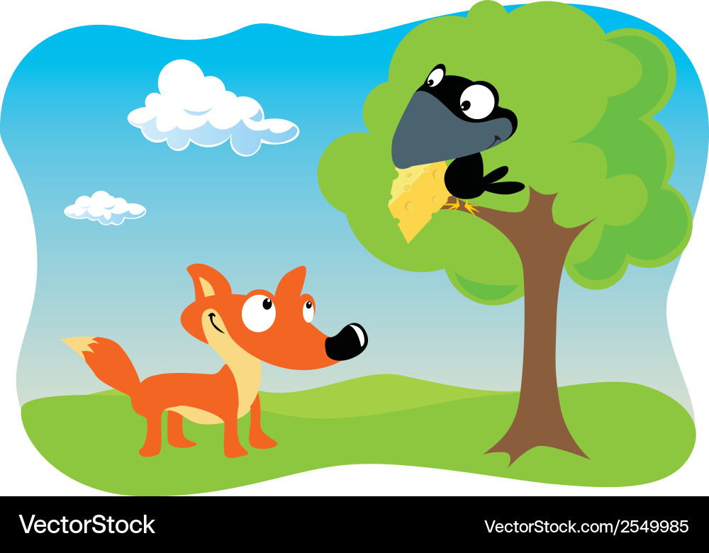 Fox and the raven Royalty Free Vector Image - VectorStock
