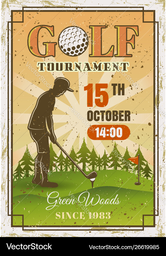 Golf tournament colored poster with golfer Vector Image