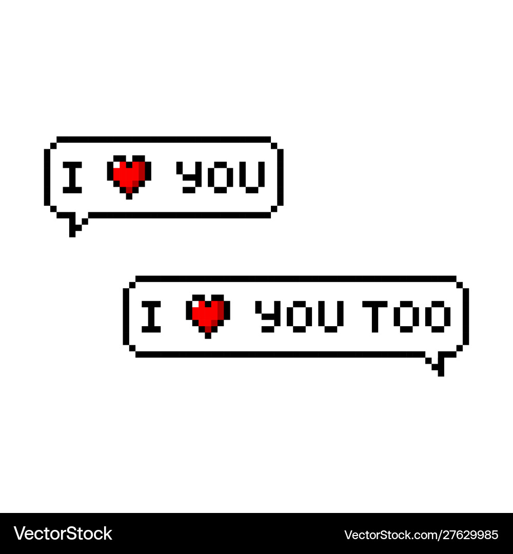 Pixel art 8-bit i love you message Royalty Free Vector Image